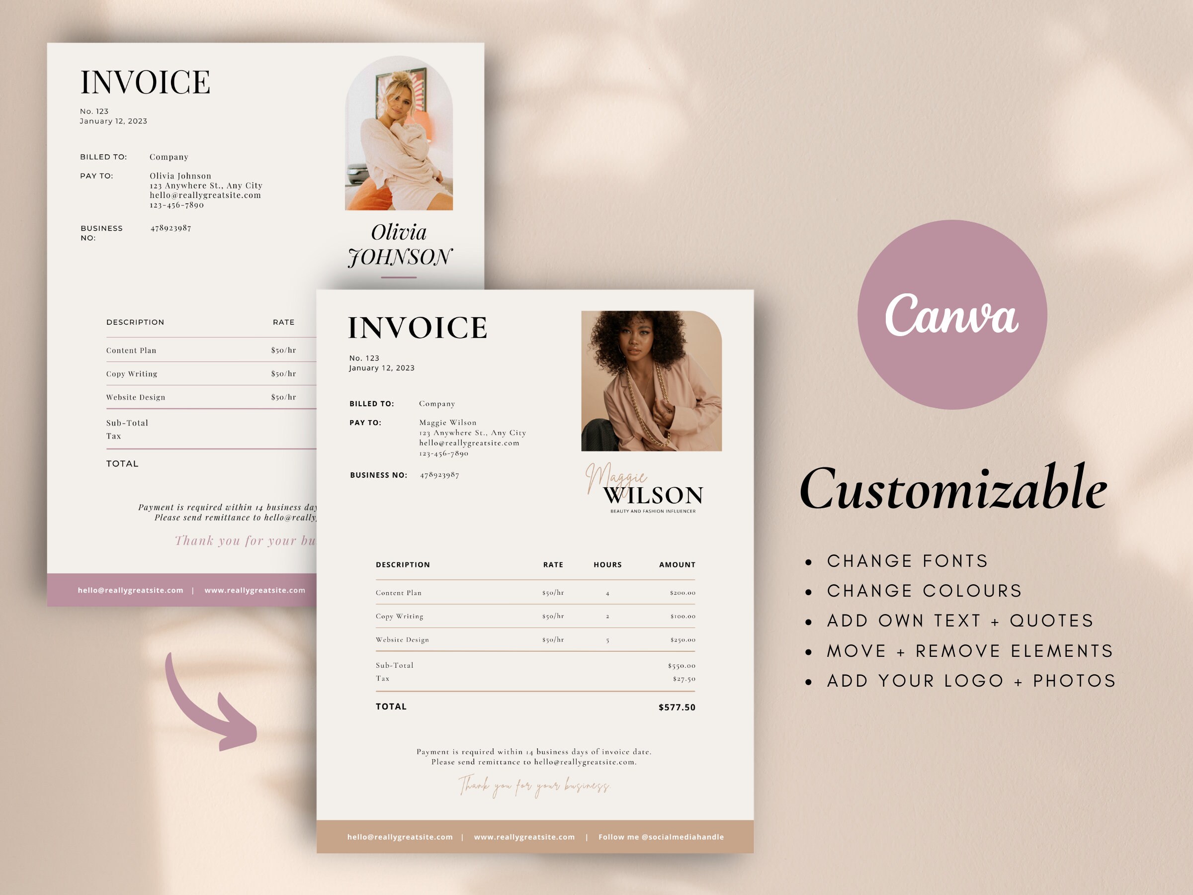 Canva Invoice Template INSTANT DOWNLOAD Invoices for - Etsy Australia