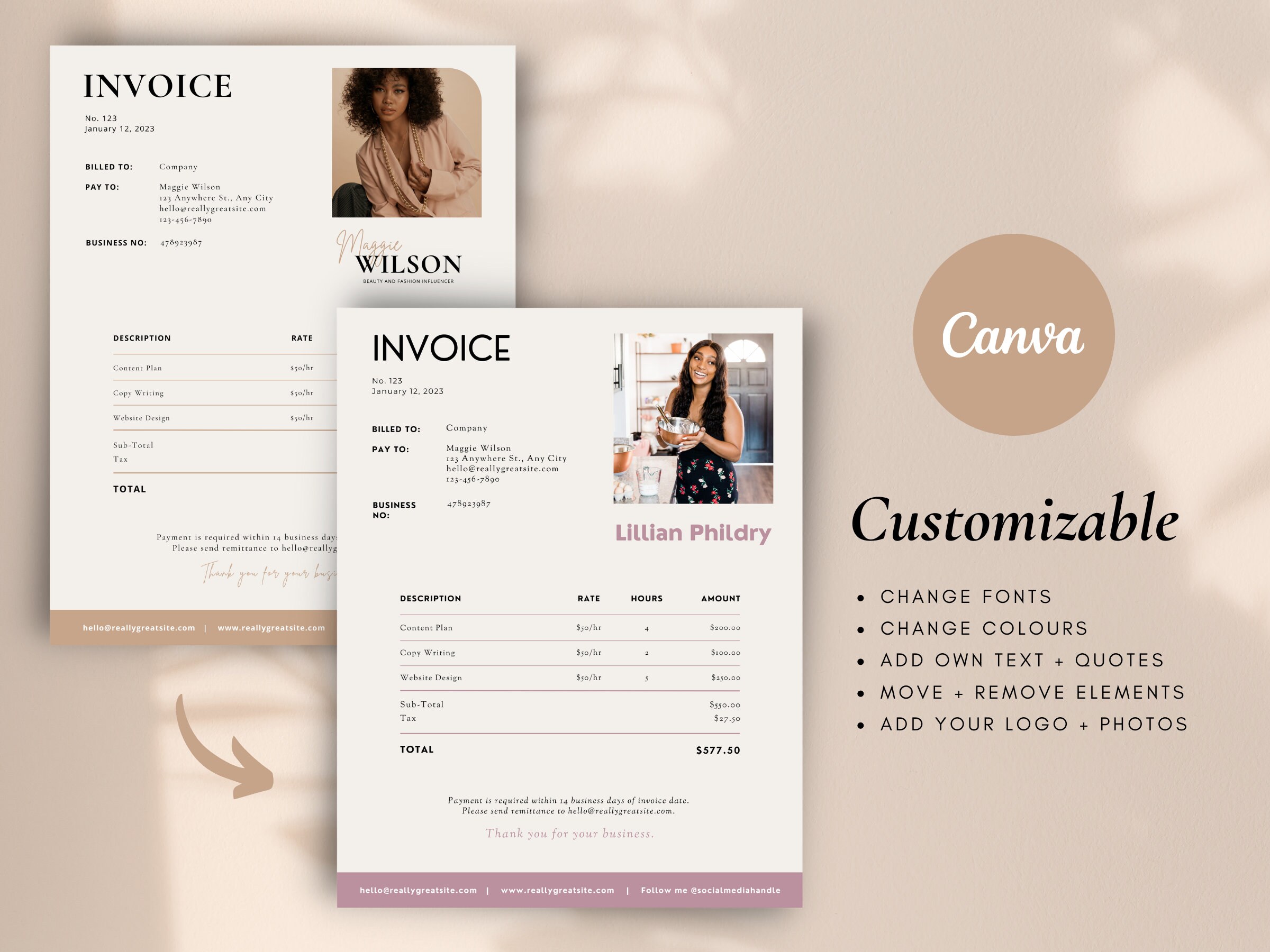Canva Invoice Template, INSTANT DOWNLOAD, Invoices for Business, Small ...