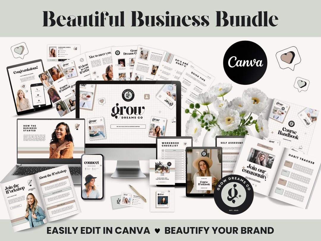 Editable Business Branding Canva Templates: Logo, Workbook, Social ...