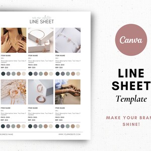 Jewelry Line Sheet Canva Template, INSTANT DOWNLOAD, Wholesale ...