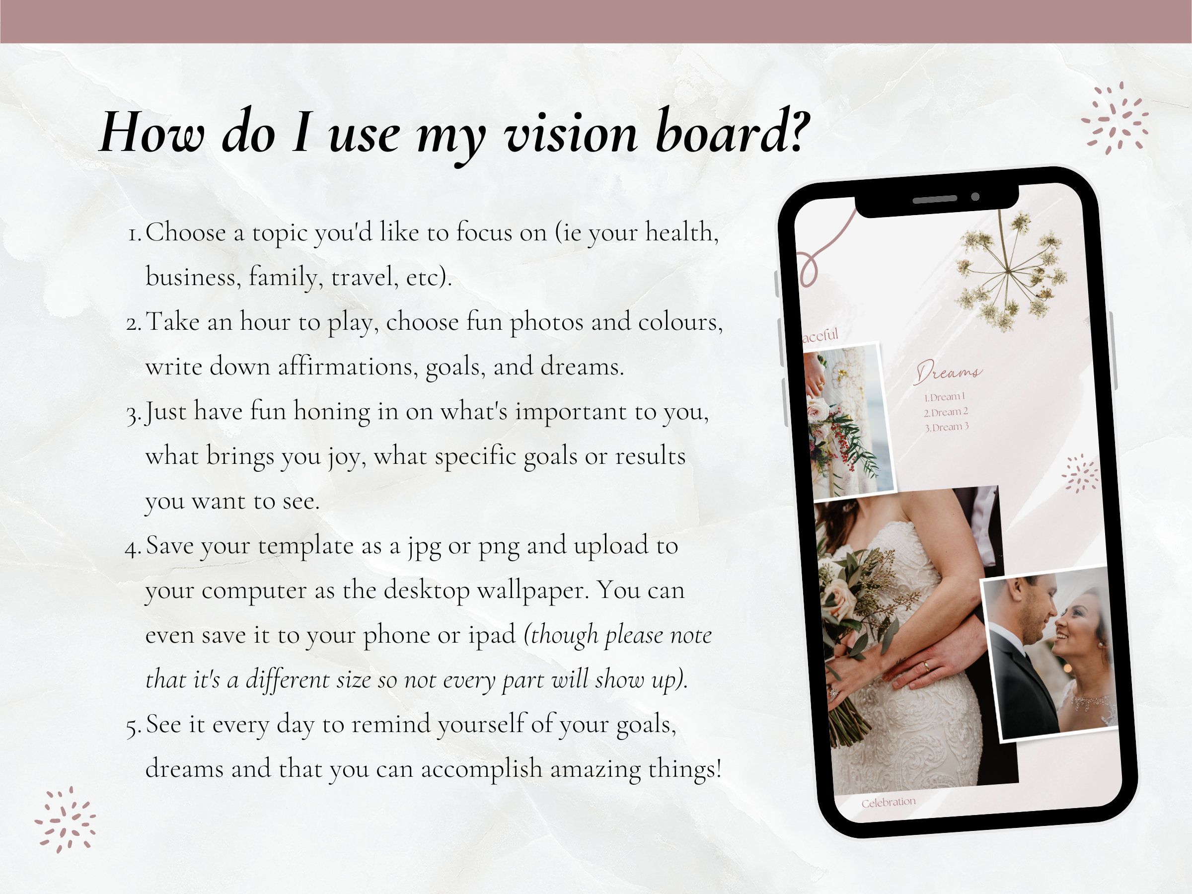 Wedding Vision Board Template Canva, Digital 2024 Manifestation Vision ...