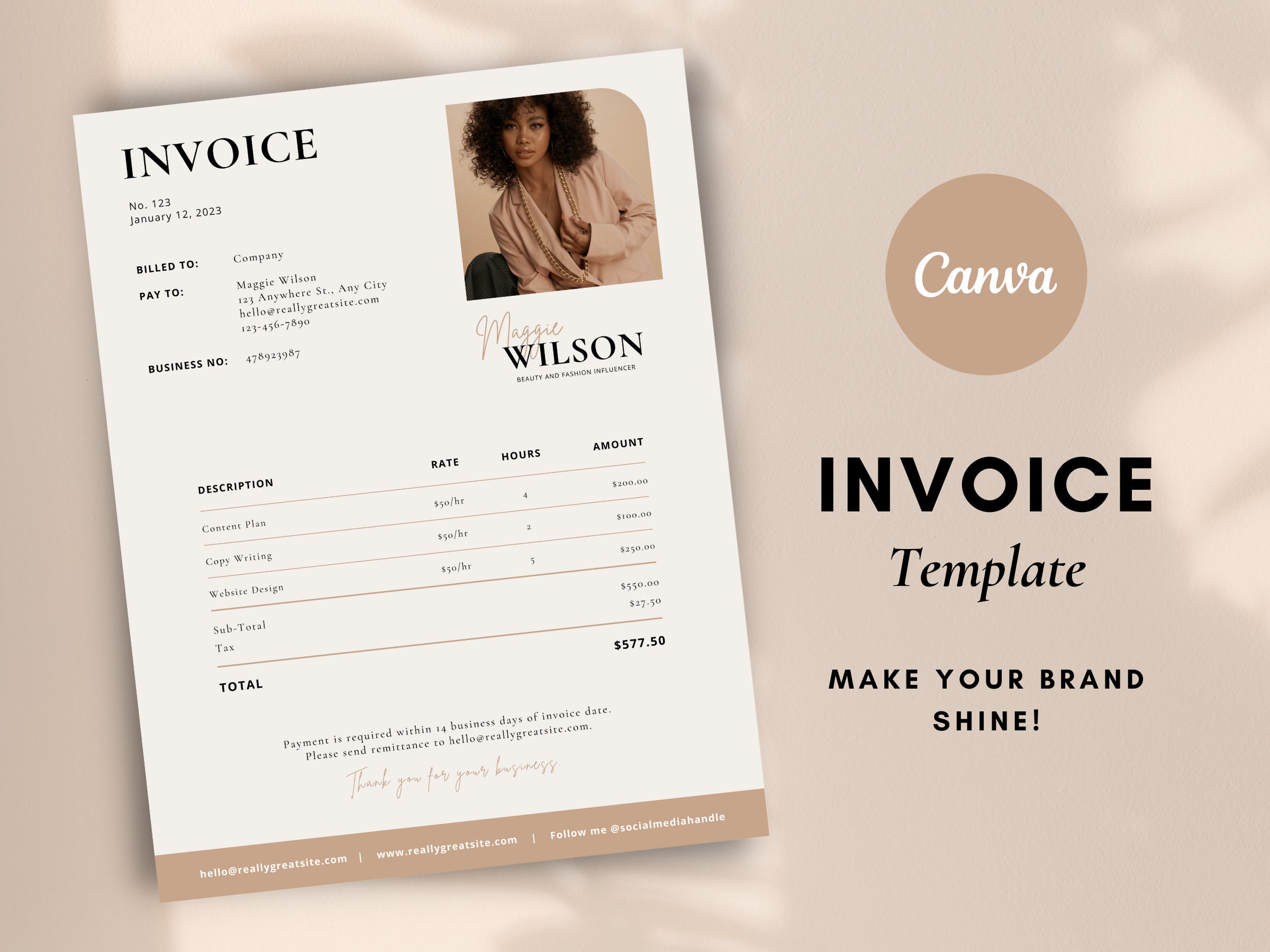 Canva Invoice Template INSTANT DOWNLOAD Invoices for - Etsy Canada