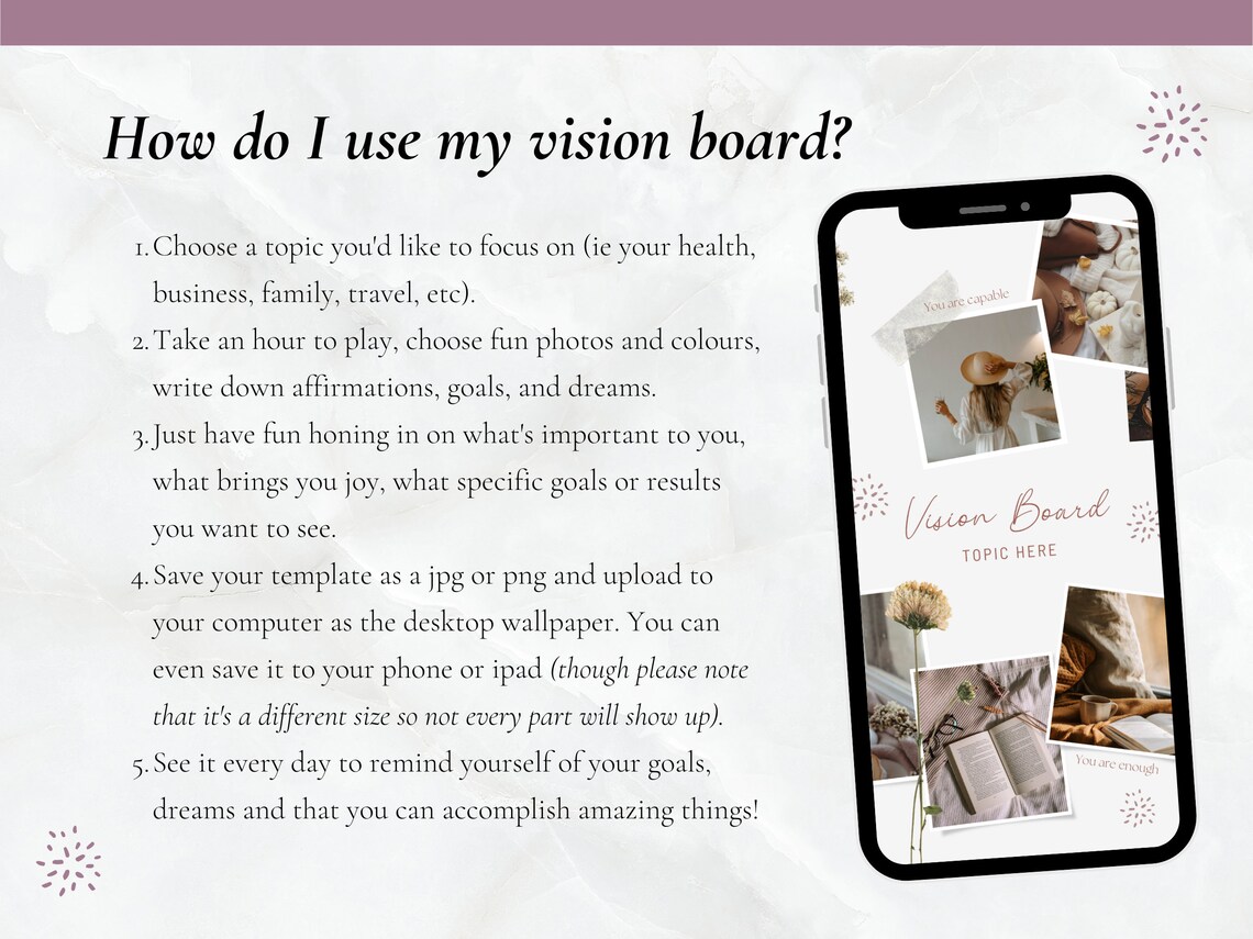 Vision Board Template Canva, Digital 2024 Manifestation Vision Board ...