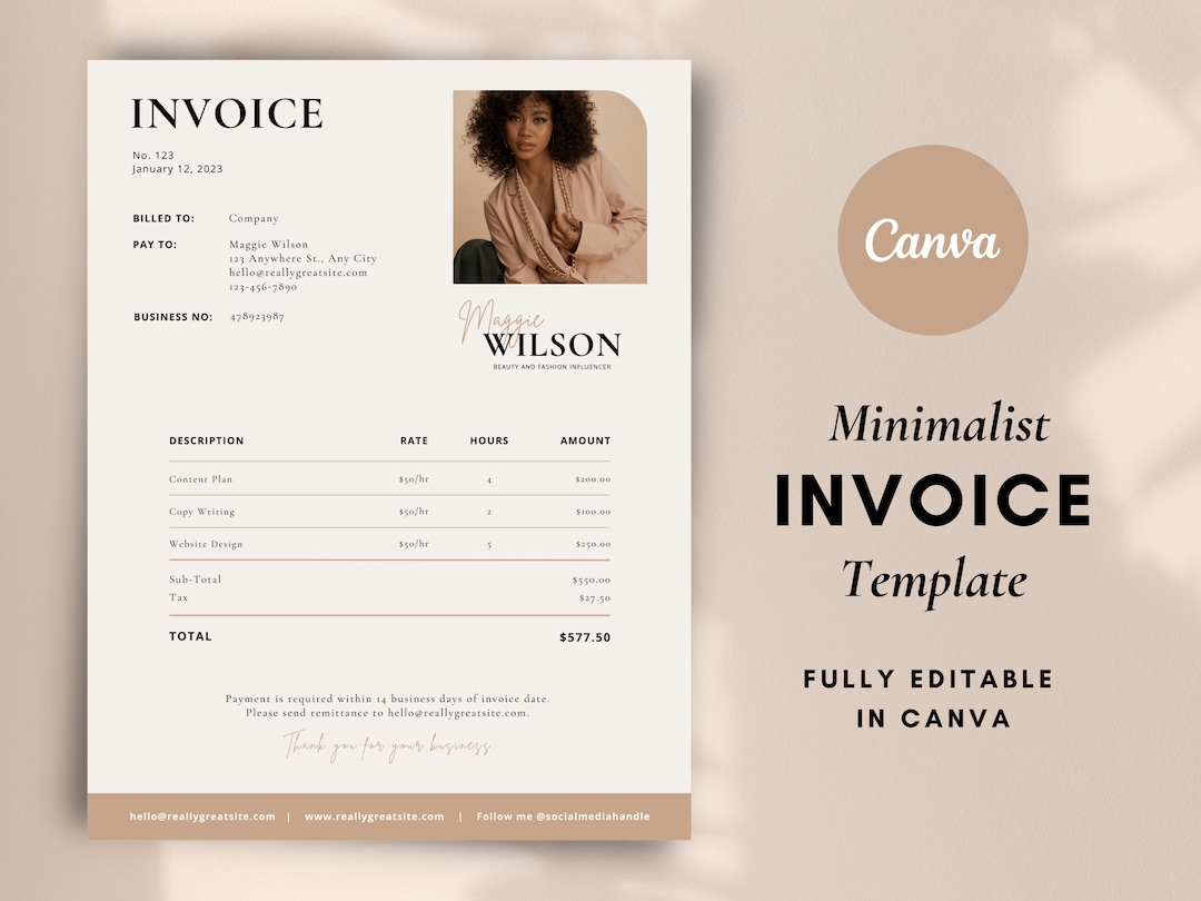 Canva Invoice Template, INSTANT DOWNLOAD, Invoices for Business, Small ...