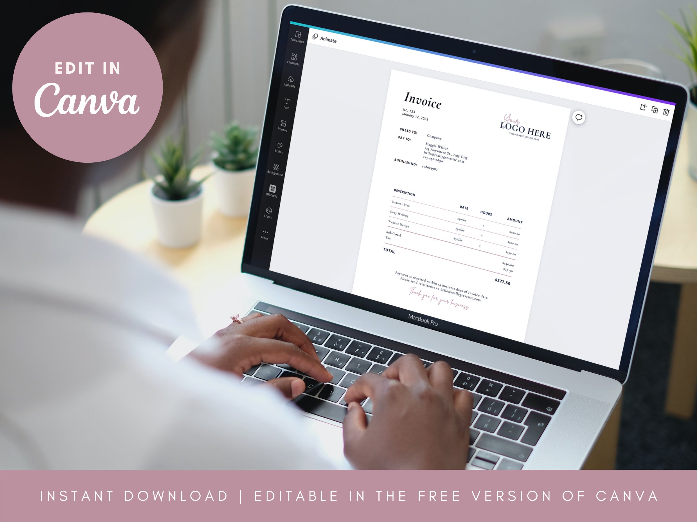 Minimalist Canva Invoice Template INSTANT DOWNLOAD Invoices - Etsy