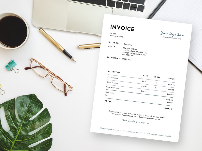 Minimalist Canva Invoice Template, INSTANT DOWNLOAD, Invoices for Small ...