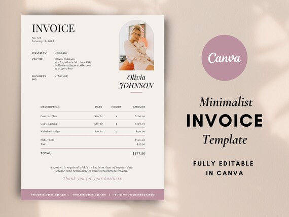 Canva Invoice Template INSTANT DOWNLOAD Invoices for - Etsy