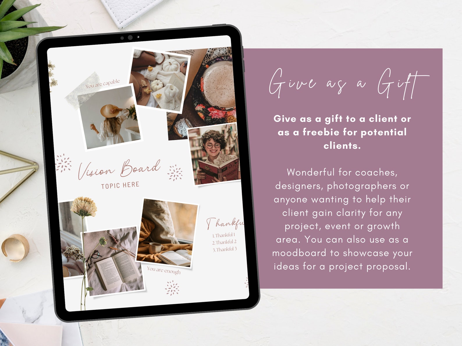 Boho Vision Board Template: Minimalist Mood Board (canva Digital ...