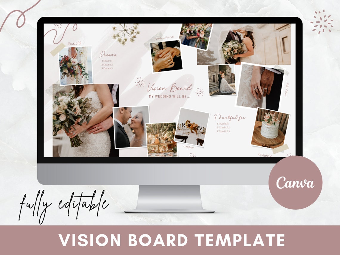 Wedding Vision Board Template Canva Digital 2023 - Etsy