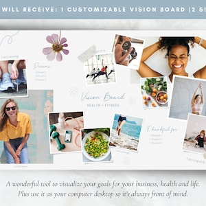 Fitness Vision Board Canva Template: Minimal Boho Mood Board (digital ...