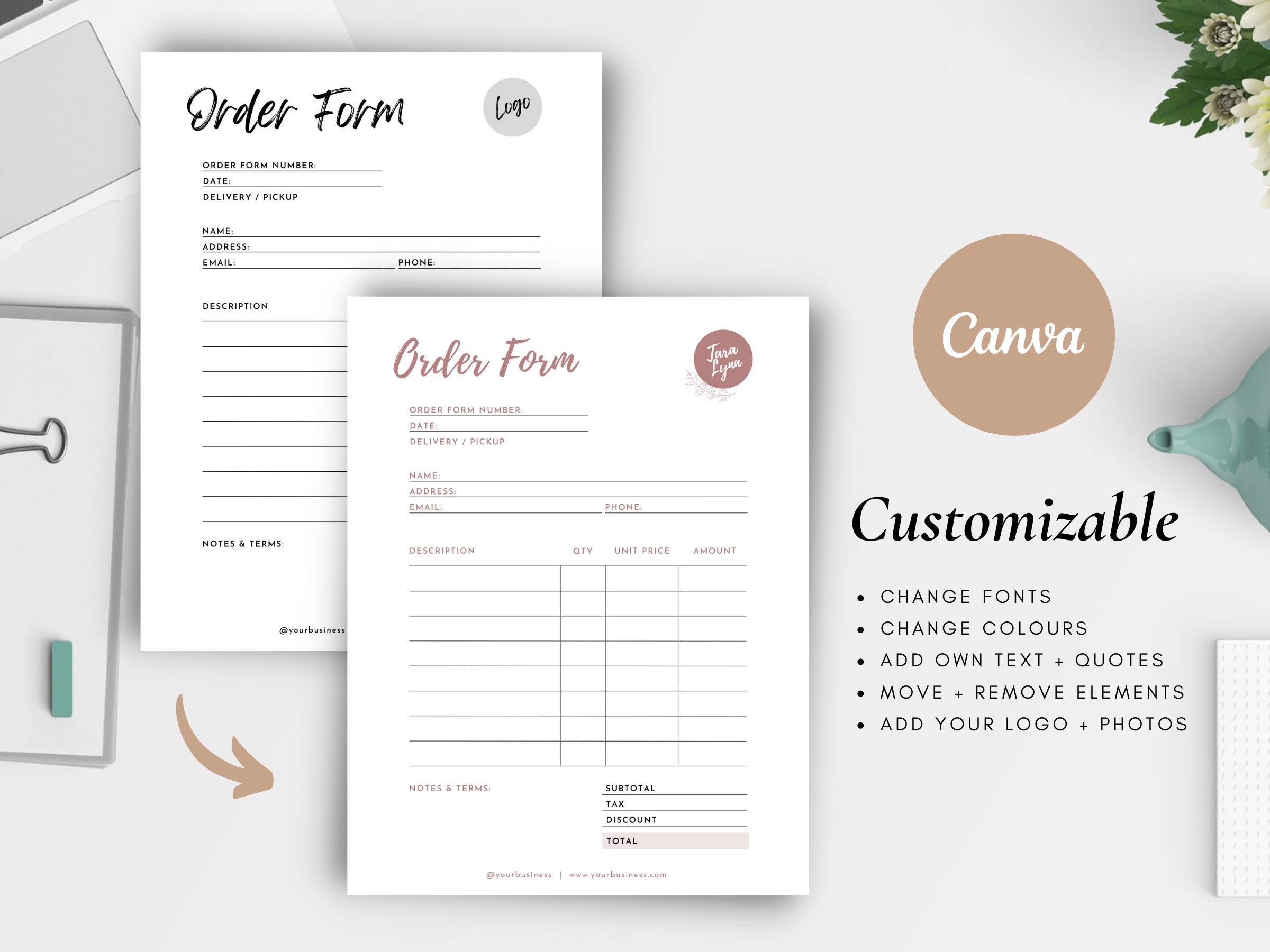 Minimalist Order Form Template Custom Order Form Canva Order - Etsy