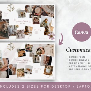 Boho Vision Board Template: Minimalist Mood Board (canva Digital ...