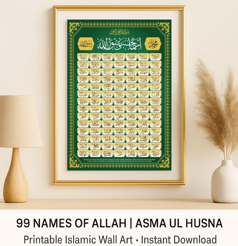 99 Names of Prophet Muhammad ﷺ Art | Islamic Calligraphy Print (digital ...