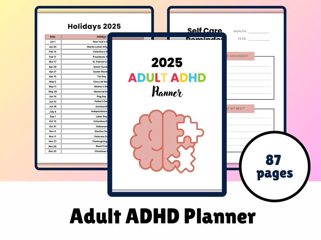 2025 ADHD Planner, Adult ADHD Plan, Assignment Tracker, Spending Log ...