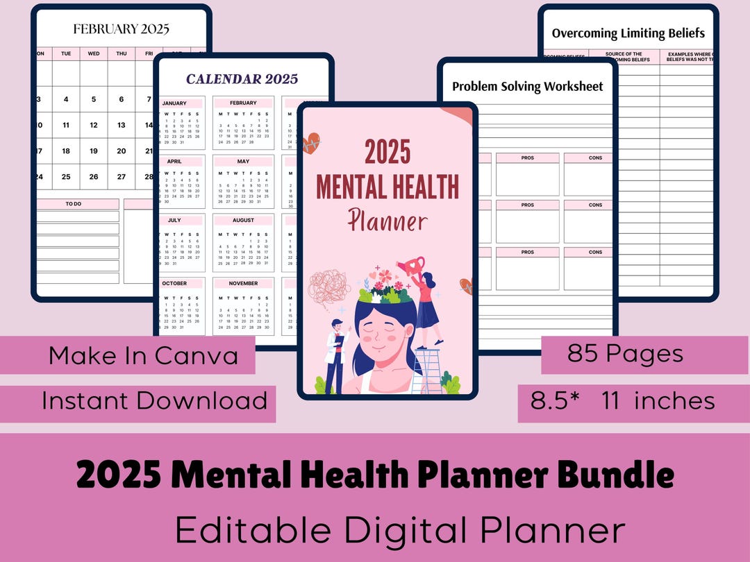 2025 Mental Health Planner Bundle, Mental Health Planner, Mental Health ...