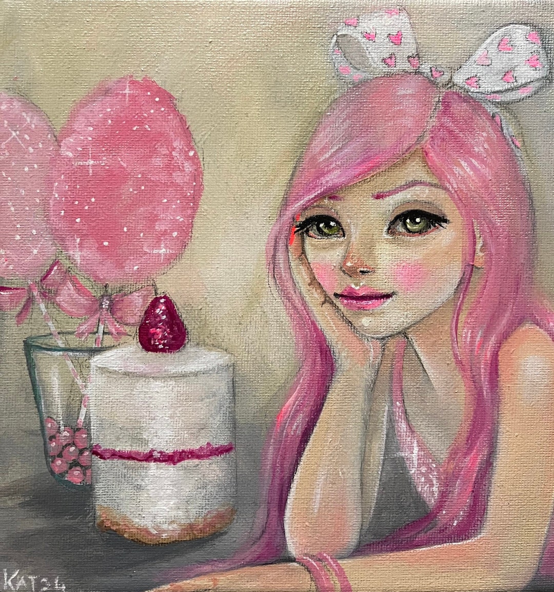 Fairy Flossy, Original Art, Original Painting, Kim Turner Art, Pink ...