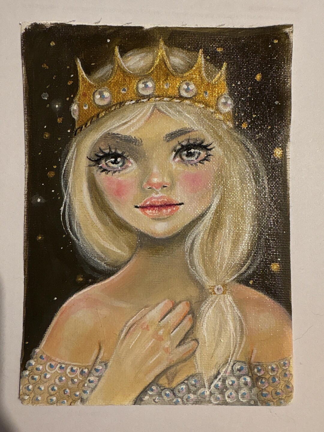 Pearl Princess Original Painting: Sepia & Gold Mythic Art - Etsy