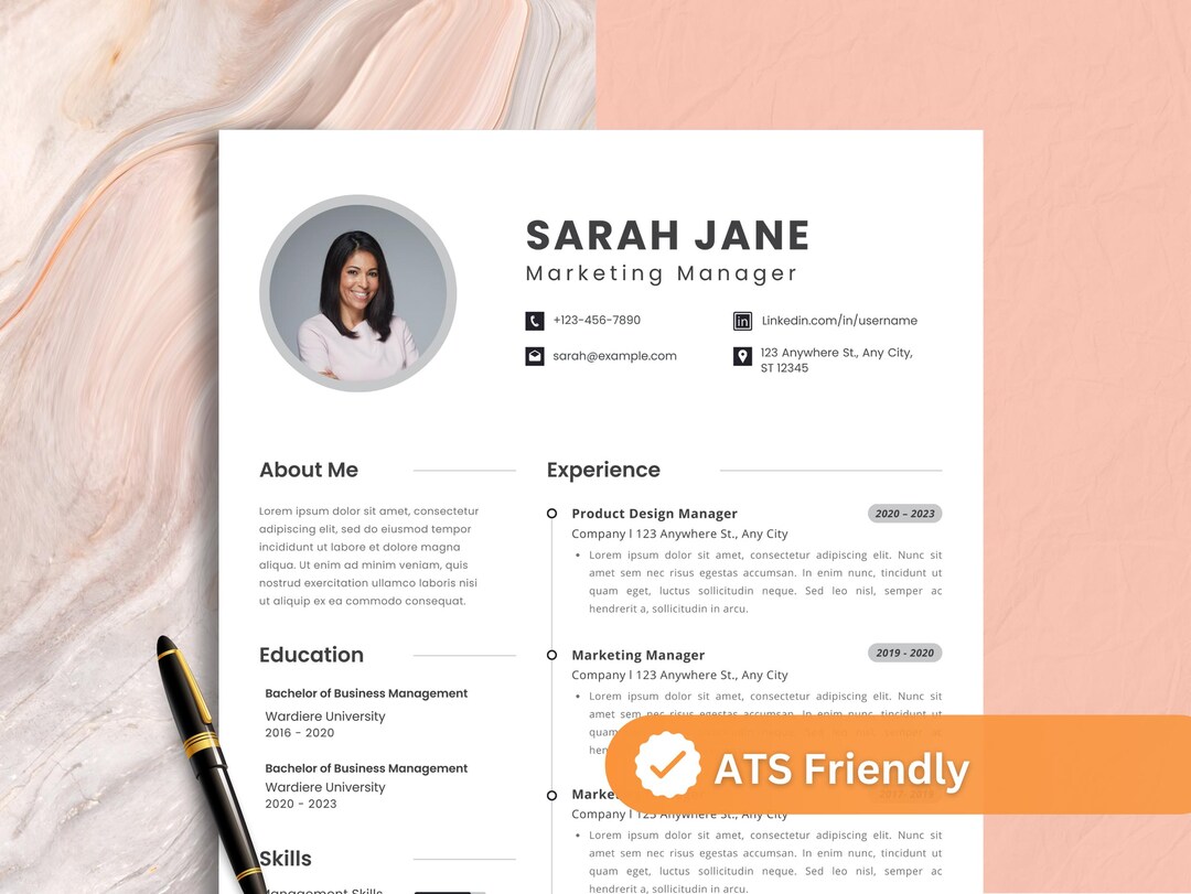 ATS Resume Template: Professional CV, Cover Letter, & Reference (word ...