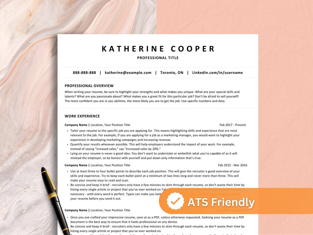 Modelo de currículo amigável ATS Word, Pages, Google Docs, currículo ...