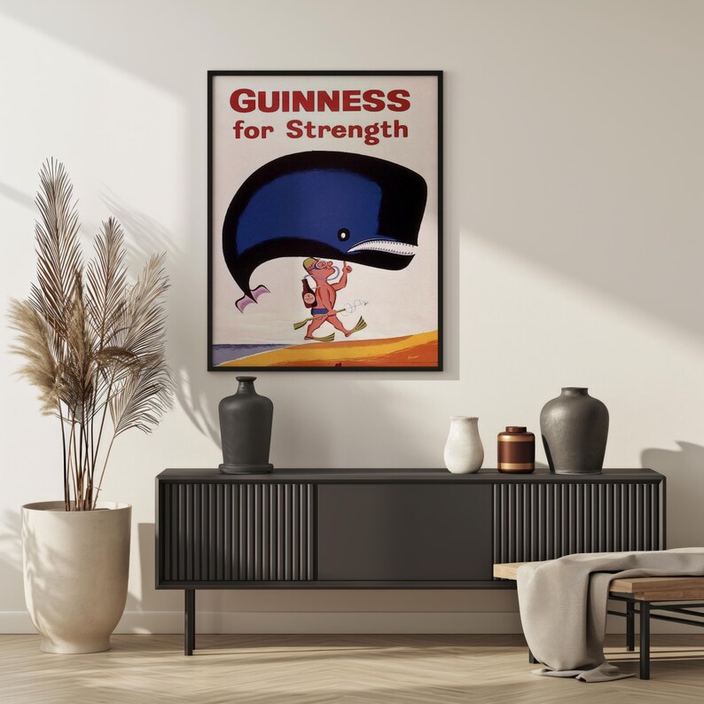Vintage Guinness for Strength Poster | Retro Beer Ad With Whale ...