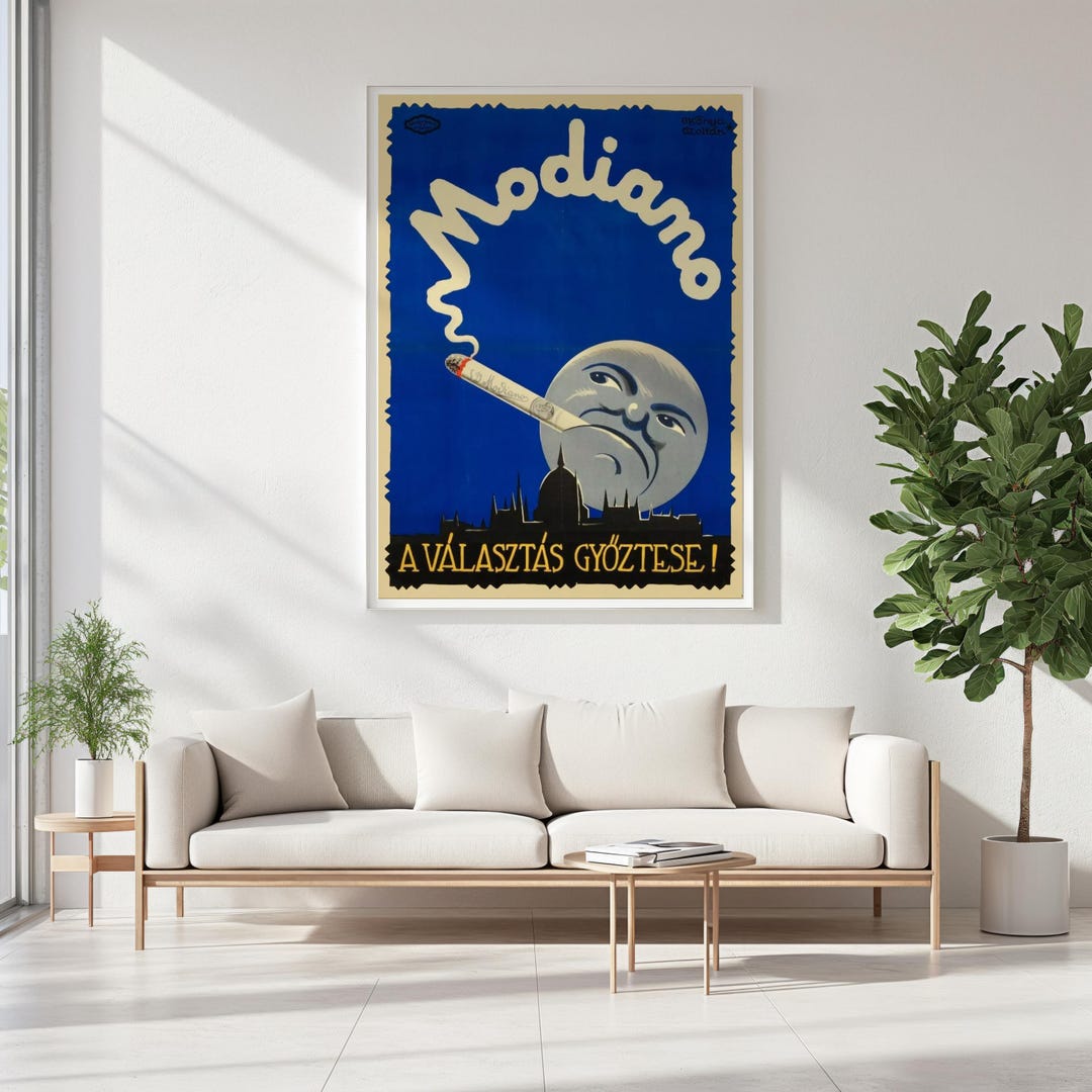 Modiano Cigarette Poster the Winner of the Election Vintage Hungarian ...