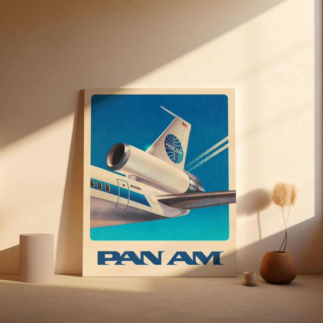 Pan Am Jet Engine Poster Retro Aviation Wall Art Print, Vintage 70s ...