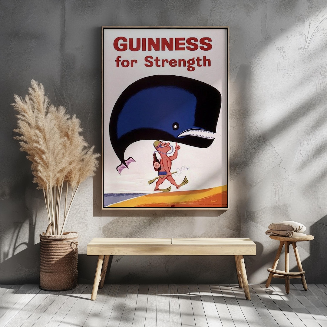 Vintage Guinness for Strength Poster | Retro Beer Ad With Whale ...