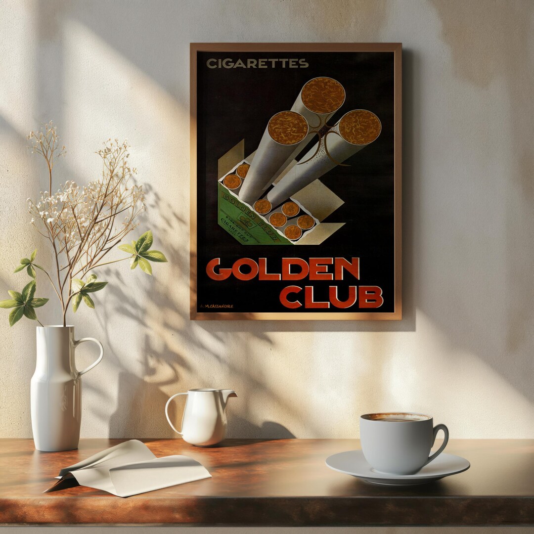 Golden Club Cigarettes Vintage Poster Art Deco A.M. Cassandre Print ...