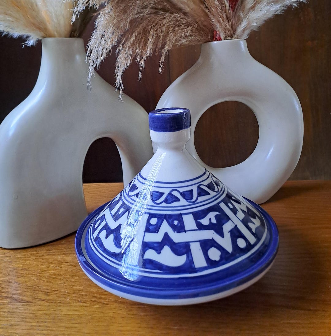 Authentic Moroccan Tagine 20cm | Large Handmade Clay Tagine | Blue ...