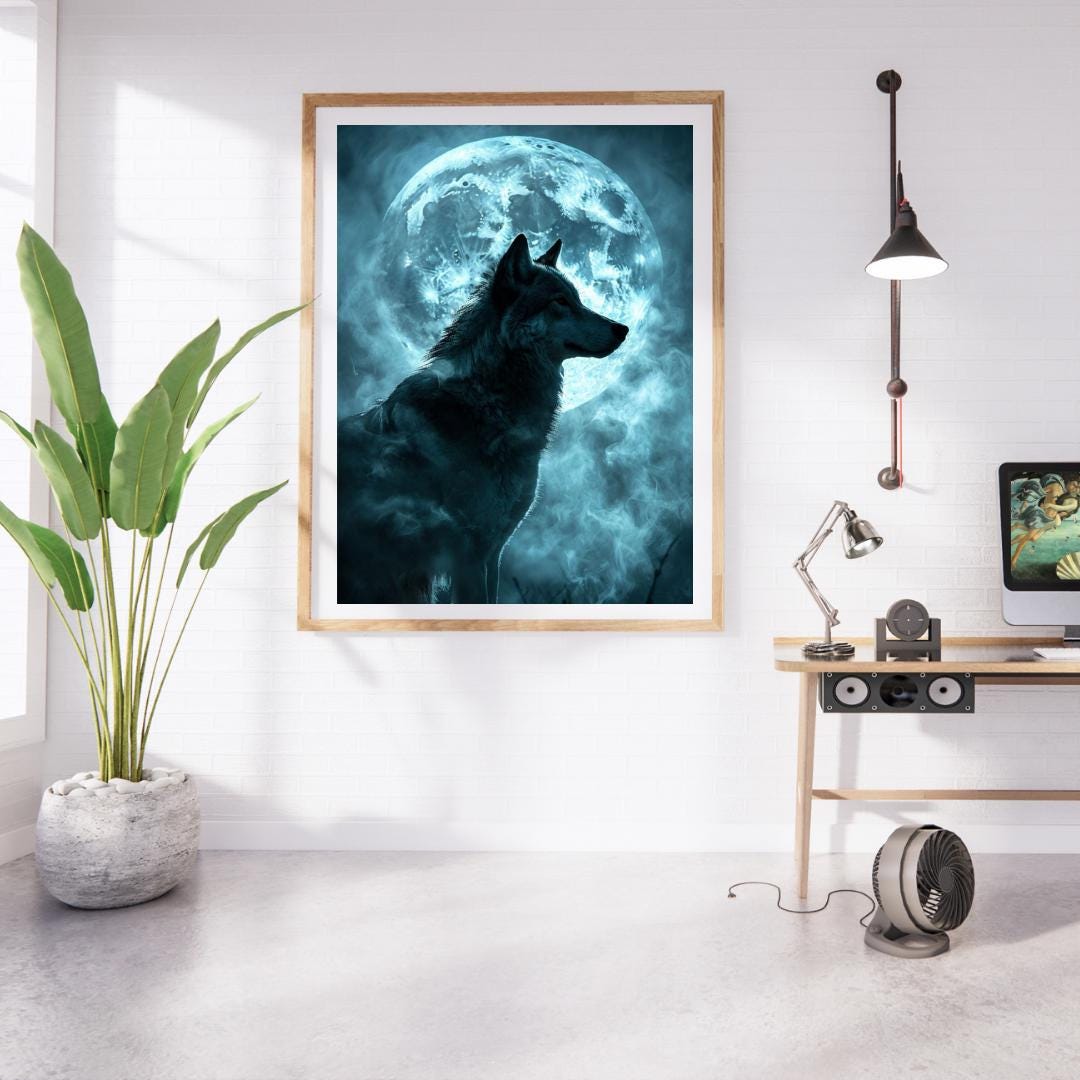 Midnight Howl – Enchanting Wolf & Moon Poster" - Etsy