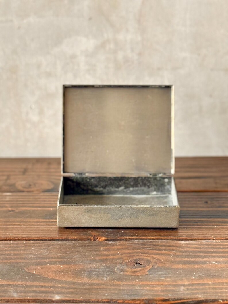 Vintage Square Heavy Metal Box, Cigarette Box - Etsy