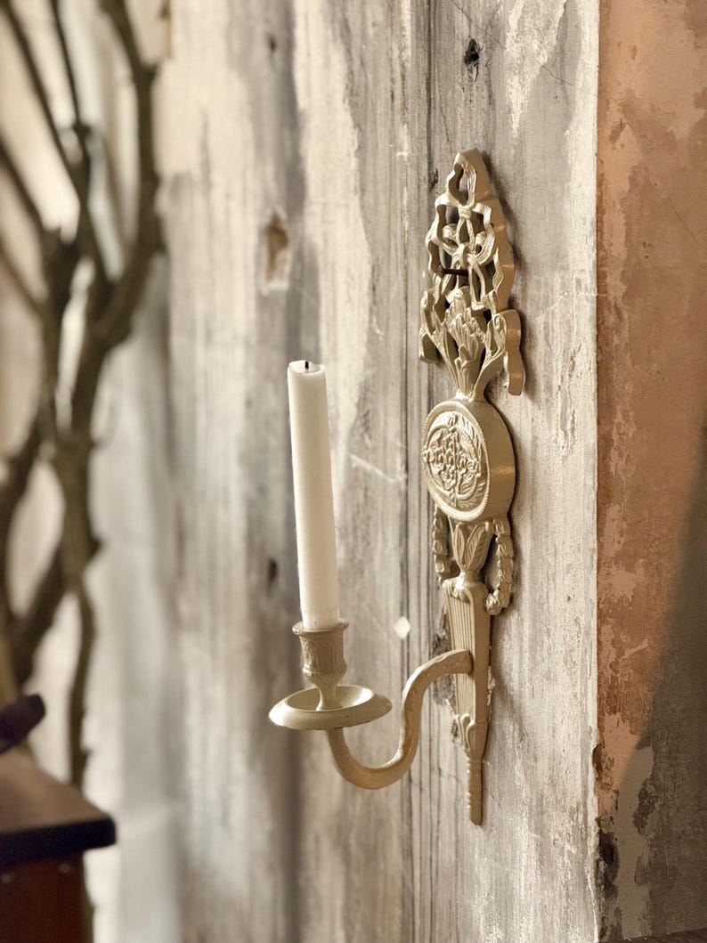 Vintage Cast Iron Wall Hook Candle Sconce, Candle Holder, French ...