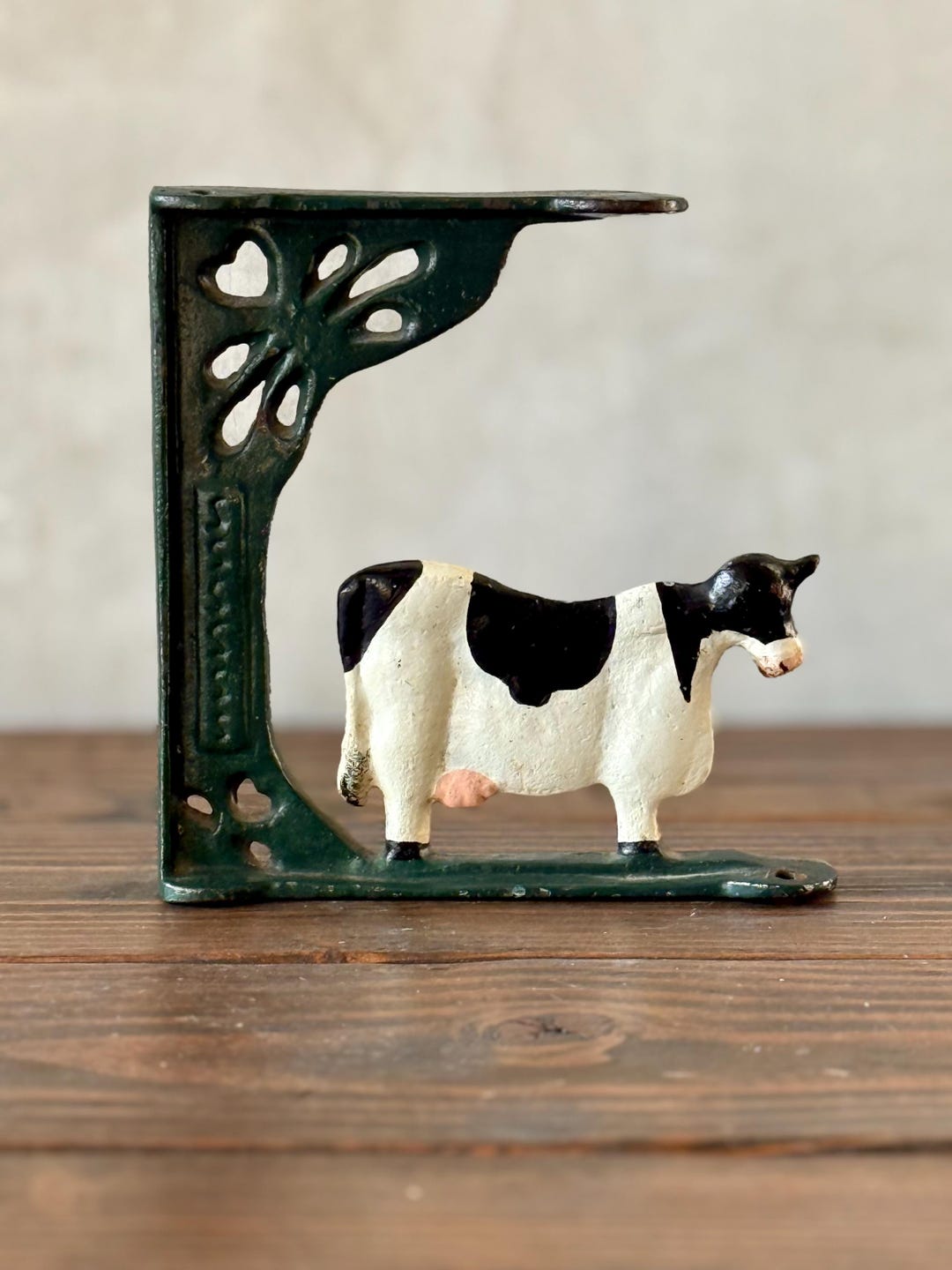 Vintage Hand Painted Cast Iron Cow Bracket, Shelf - Etsy