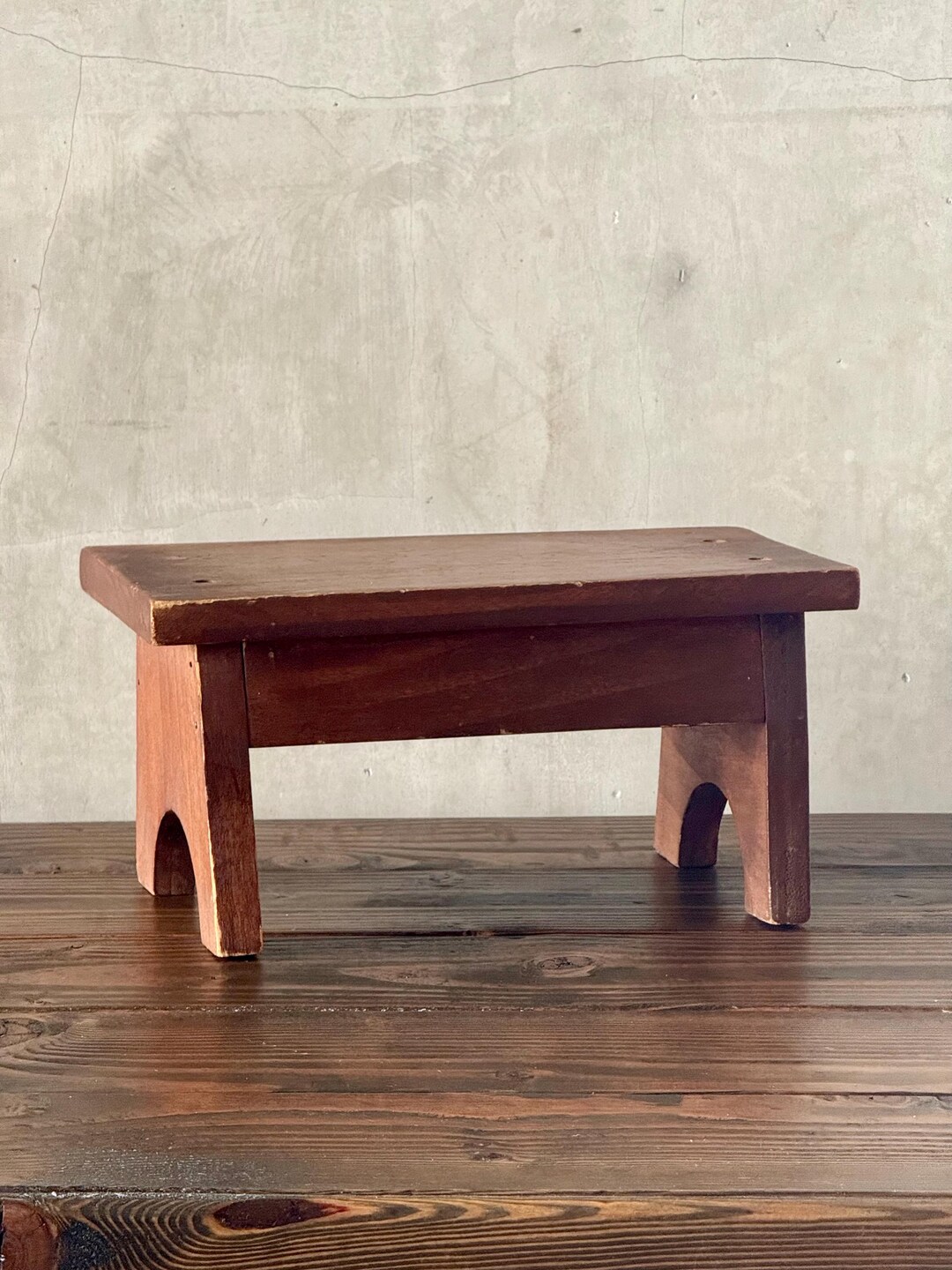 Vintage Dark Wood Handcrafted Footstool - Etsy