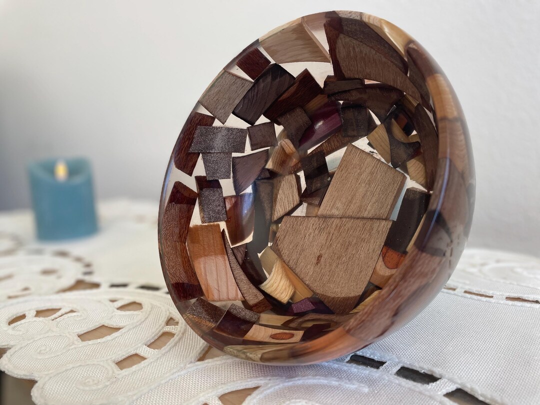 Decorative / Functional Wood Chip Resin Bowl: Handcrafted Rustic Modern ...