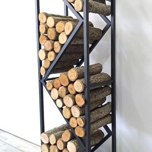 Sleek Metal Log Rack for Fireplace, Geometric Firewood Rack, Modern ...