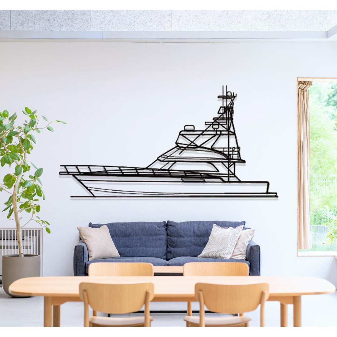 Bertram 50 Convertible Yacht Metal Wall Art, Luxury Yacht Decor, Modern ...