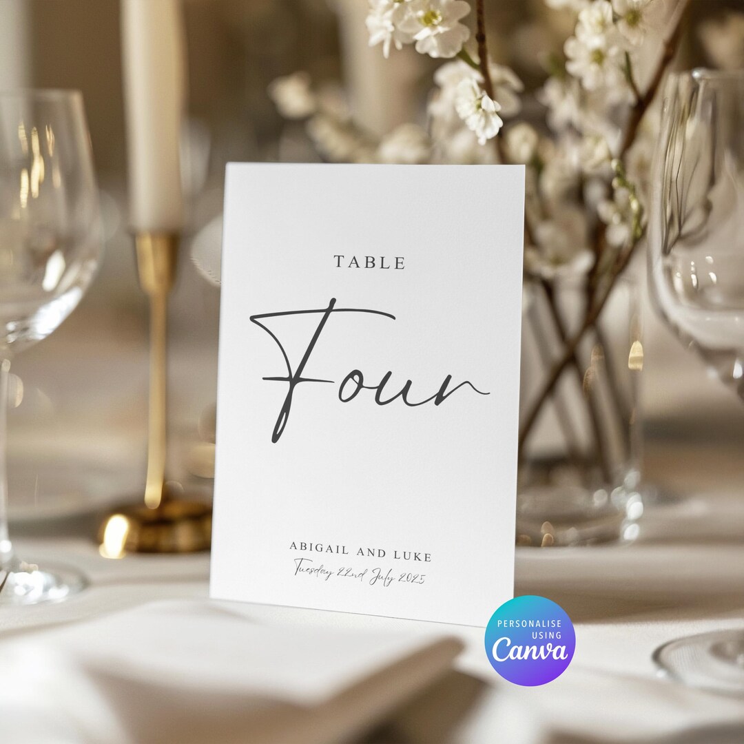 Modern Wedding Table Numbers | Simple Table Number | Custom Wedding ...