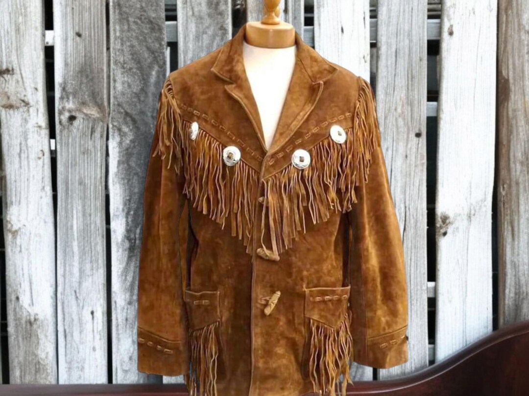 Men's Native American Western Buckskin Leather Fringe War Shirt ...