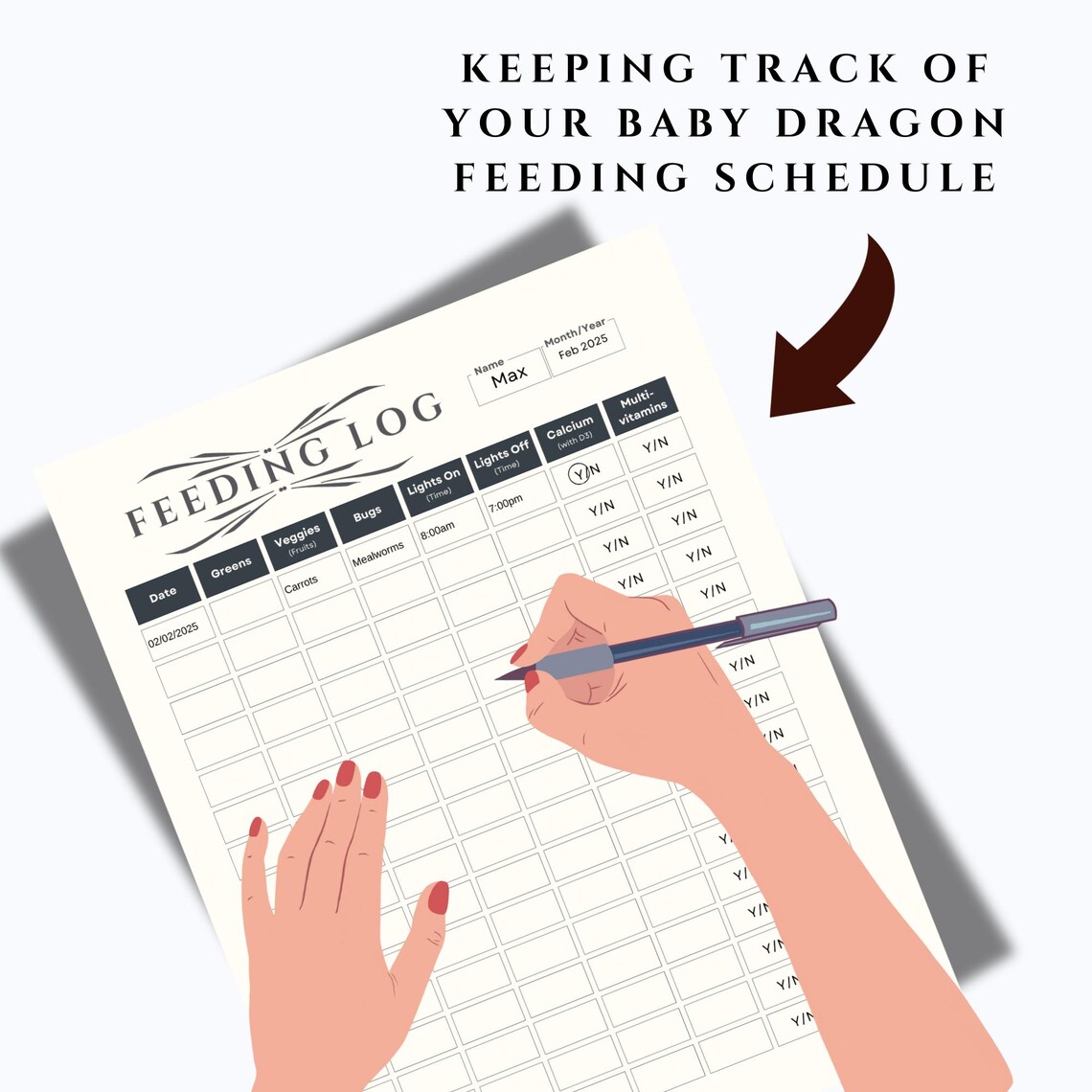 Bearded Dragon Care Journal Printable - Track Feeding, Shedding, Temps ...