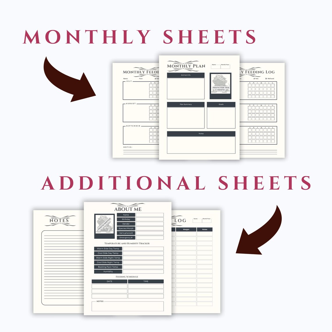 Bearded Dragon Care Journal Printable - Track Feeding, Shedding, Temps ...