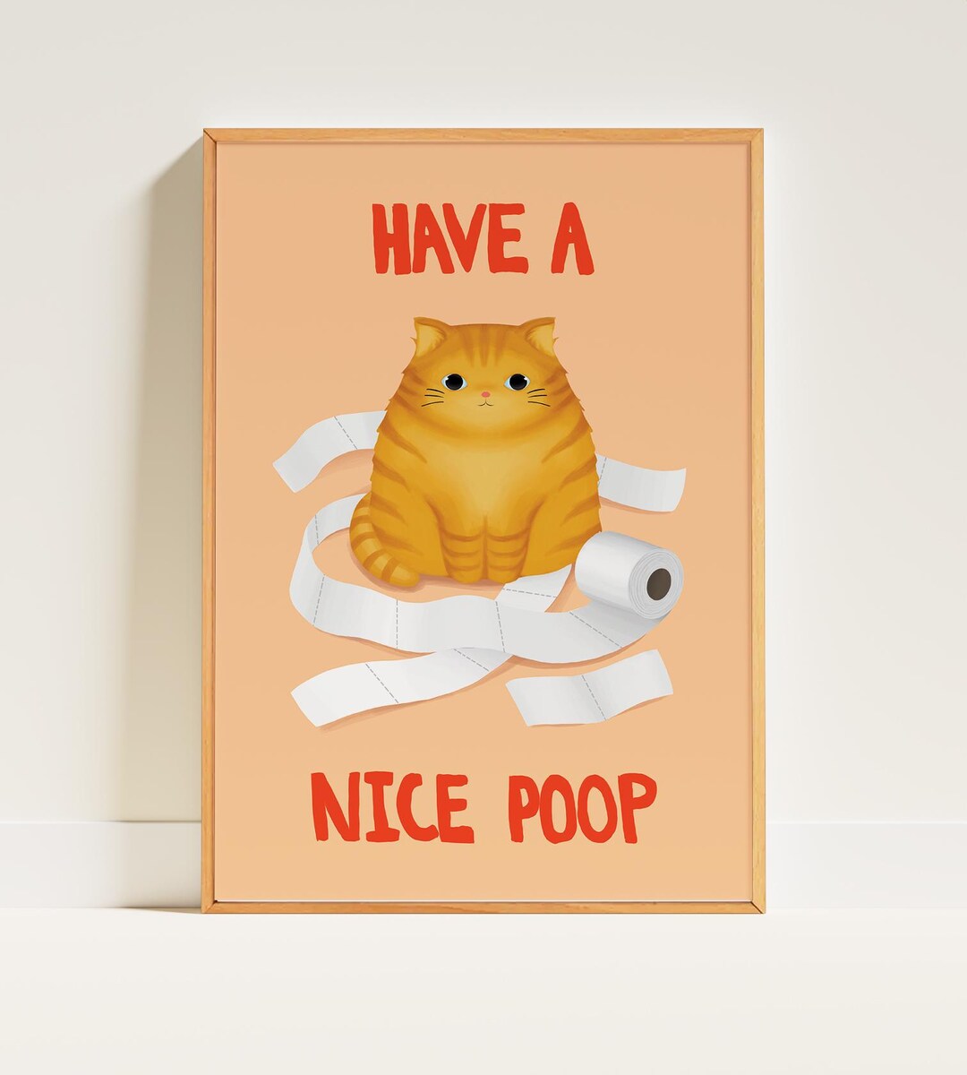 Have a Nice Poop Cat Poster. Hand Drawn Toilet Bathroom Poster Cat Art ...