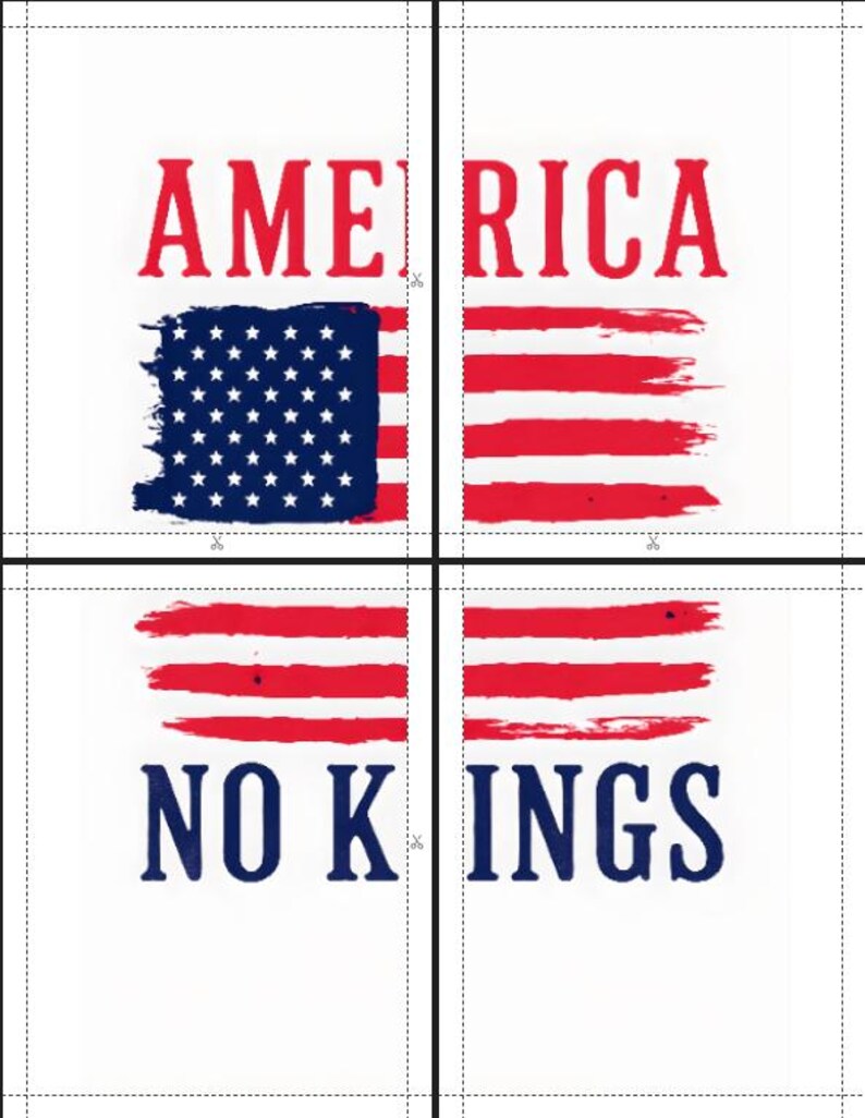 America NO KINGS - Print at Home Sign - High Resolution PNG + 2x2 ...