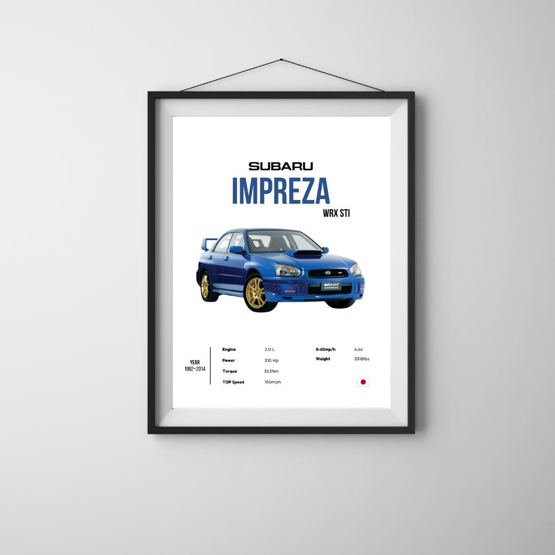 Subaru Impreza WRX STI Minimalist Car Poster - Etsy