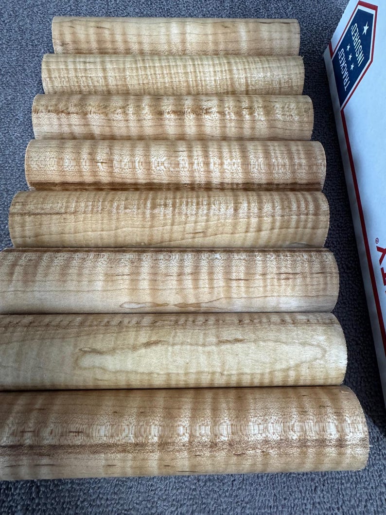 8 - New England Curley Maple Call/pen Turning Rounds 1-1/8" X 5-1/4 ...