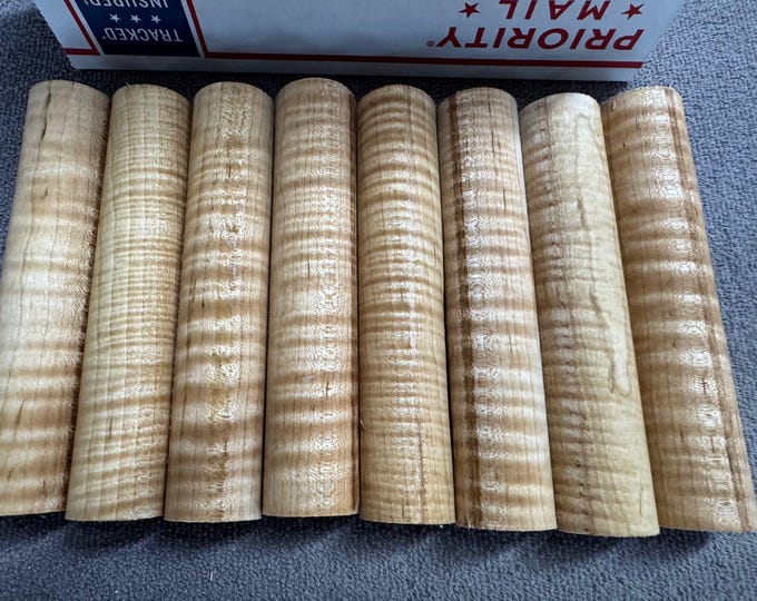 8 - New England Curley Maple Call/pen Turning Rounds 1-1/8" X 5-1/4 ...