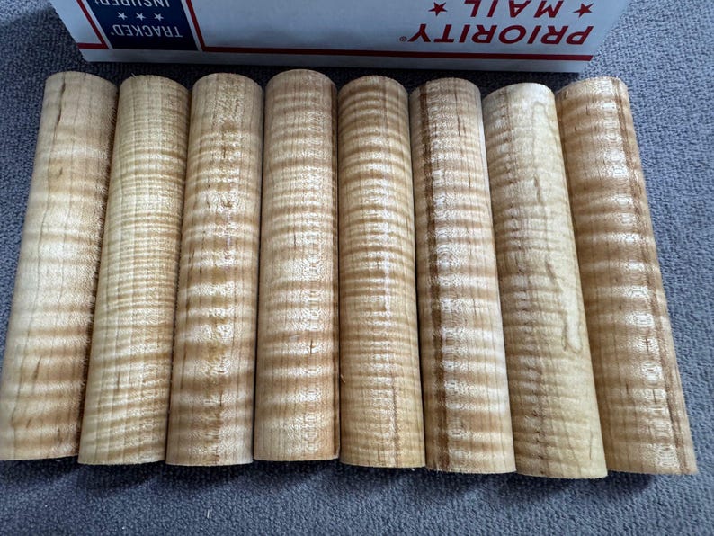 8 - New England Curley Maple Call/pen Turning Rounds 1-1/8" X 5-1/4 ...