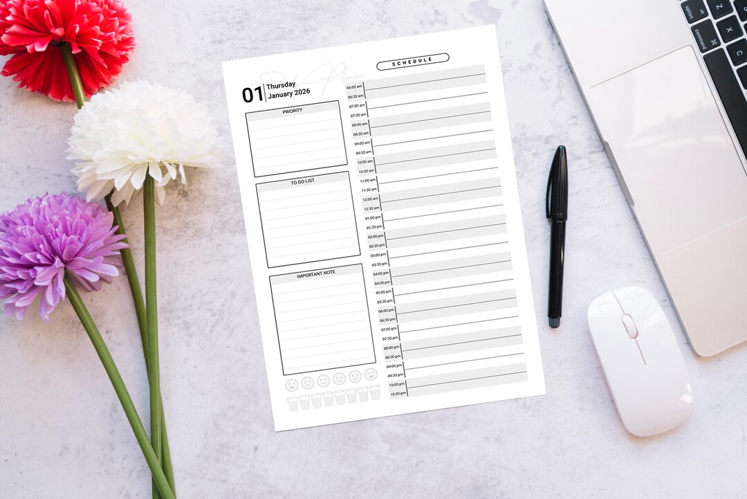 Agenda quotidien 2026 PDF | Version imprimable 12 mois | Par date | Imprimable et numérique pour ...