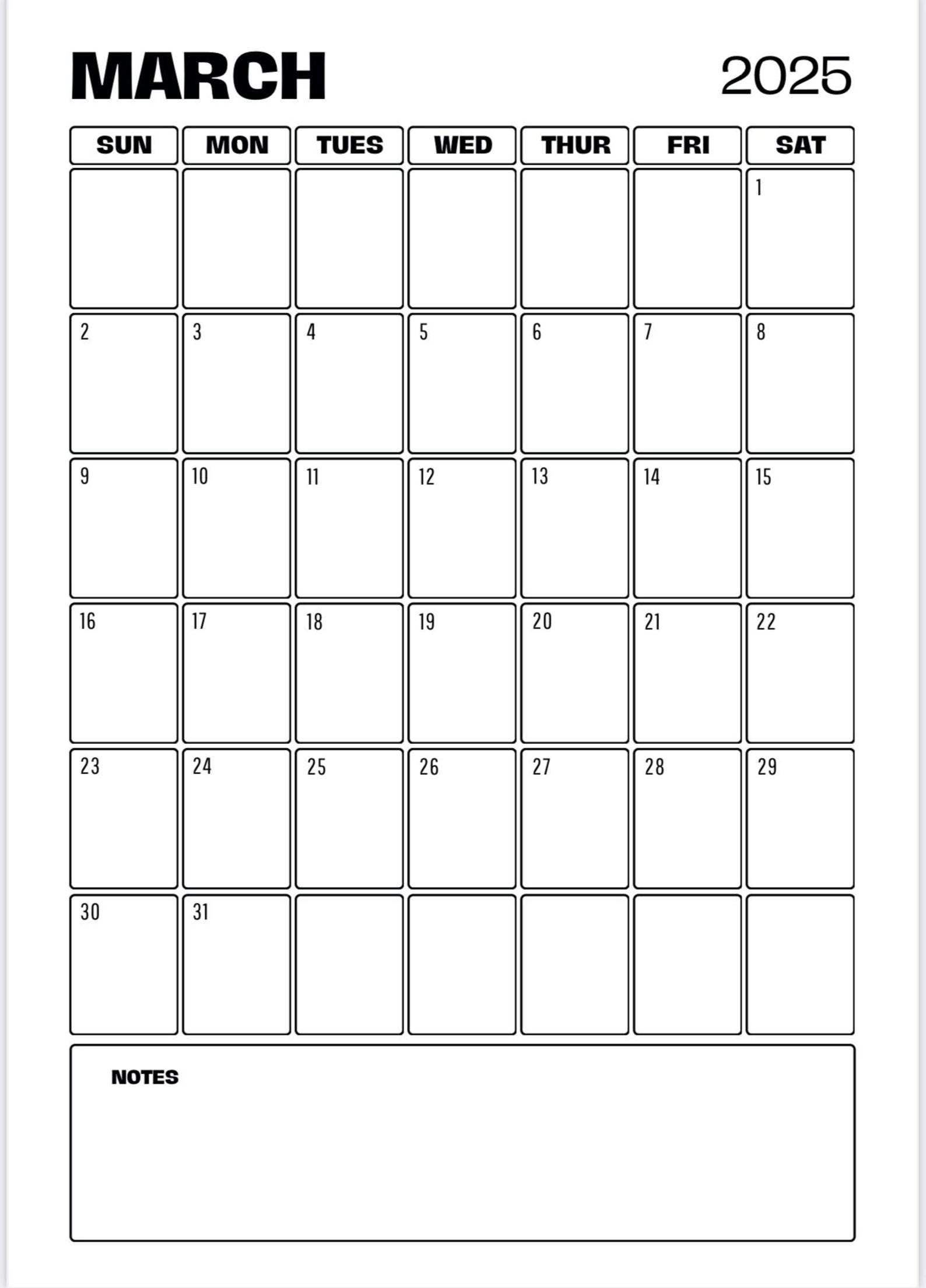 Simple 2025 Calendar - Etsy