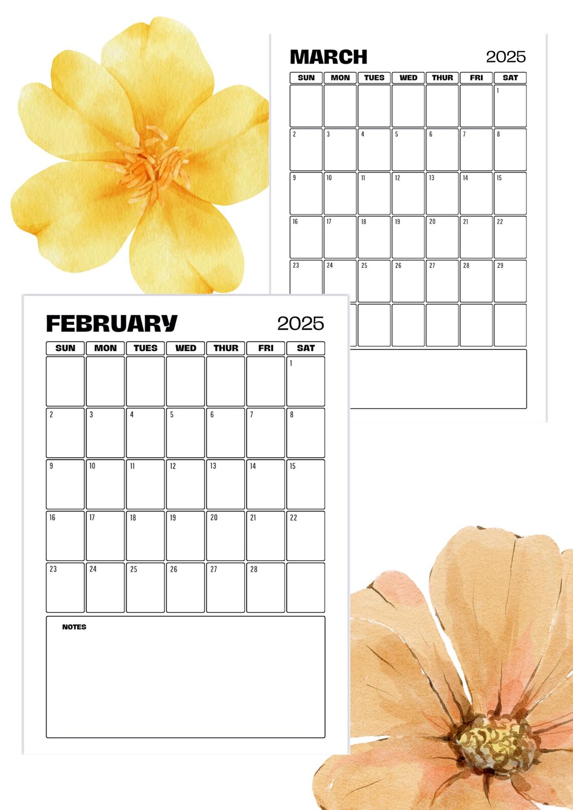 Simple 2025 Calendar - Etsy